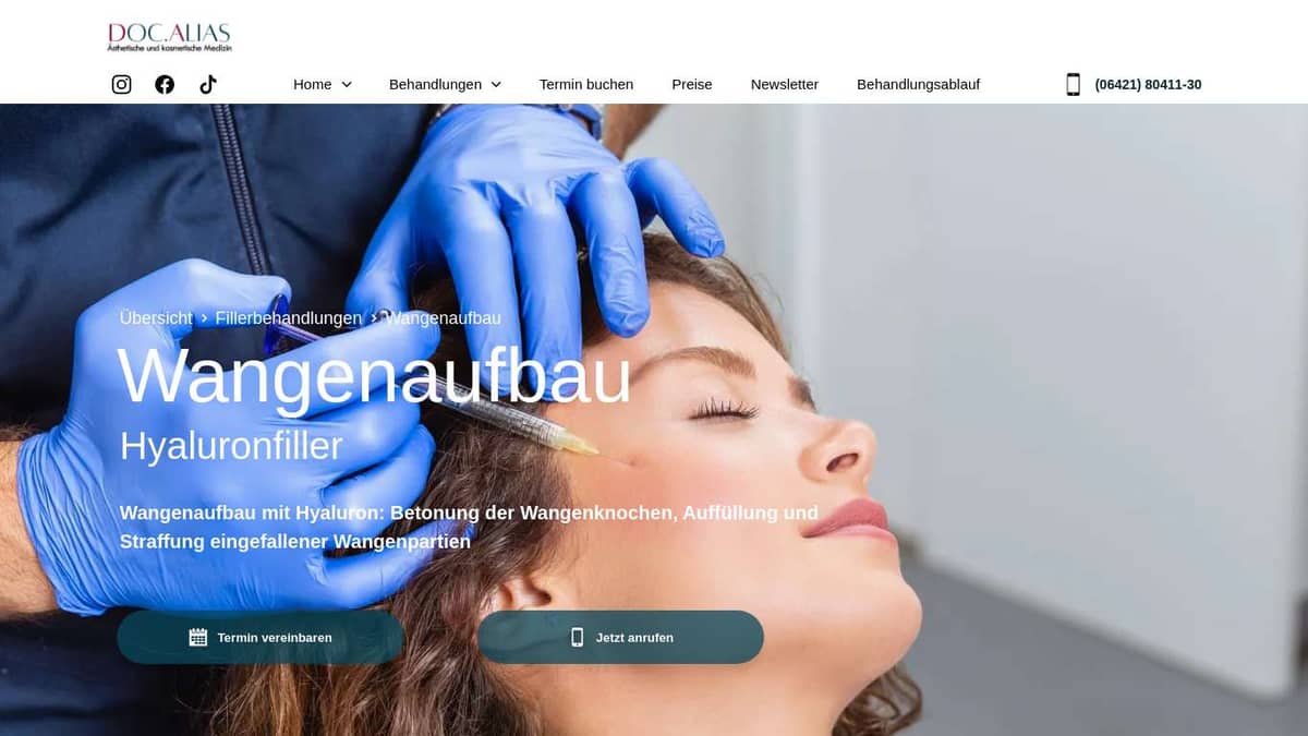 Modellierung der Wange mit Hyaluron