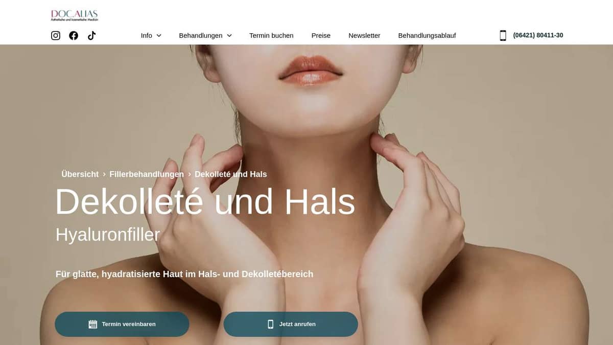 Hyaluron gegen Falten im Bereich von Hals und Dekolleté - bei DOC.ALIAS ...