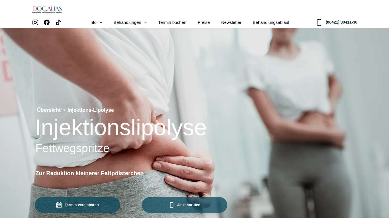 Fettwegspritze - Lipolyse gegen hartnäckige Fettpölsterchen bei DOC.ALIAS