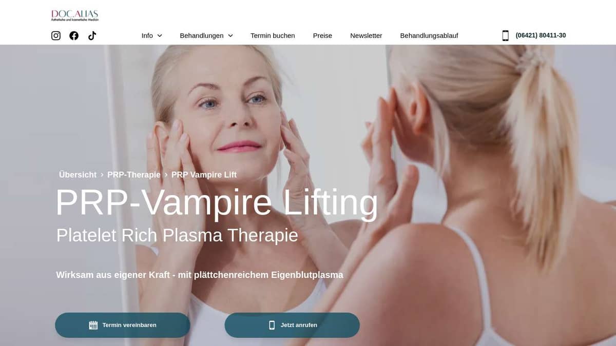 PRP Therapie Vampire Lift